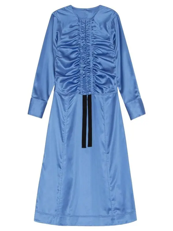 GANNI Satin Midi Dress - Blue