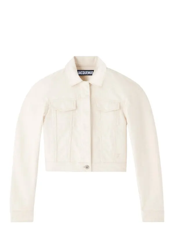 Jacquemus Le Ovalo De-nîmes Cropped Jacket - Off White