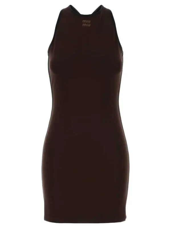 Miu Miu Sleeveless Logo Dress - Black