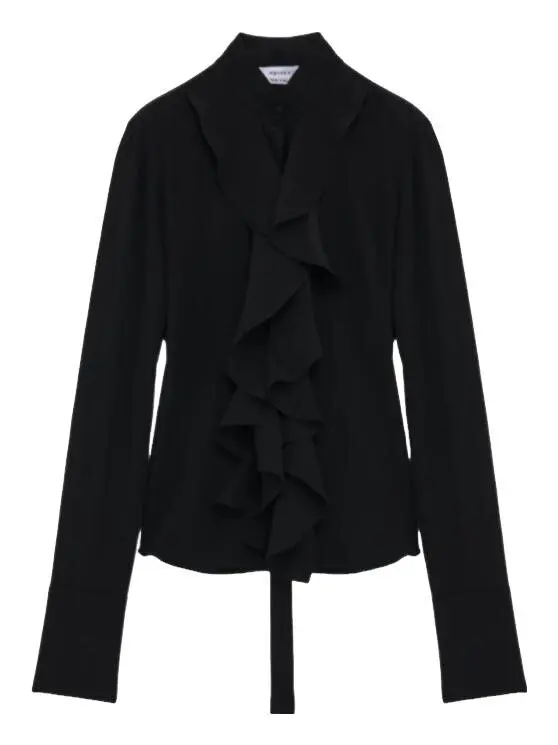 Alexander McQueen Crêpe De Chine Ruffled Blouse - Black