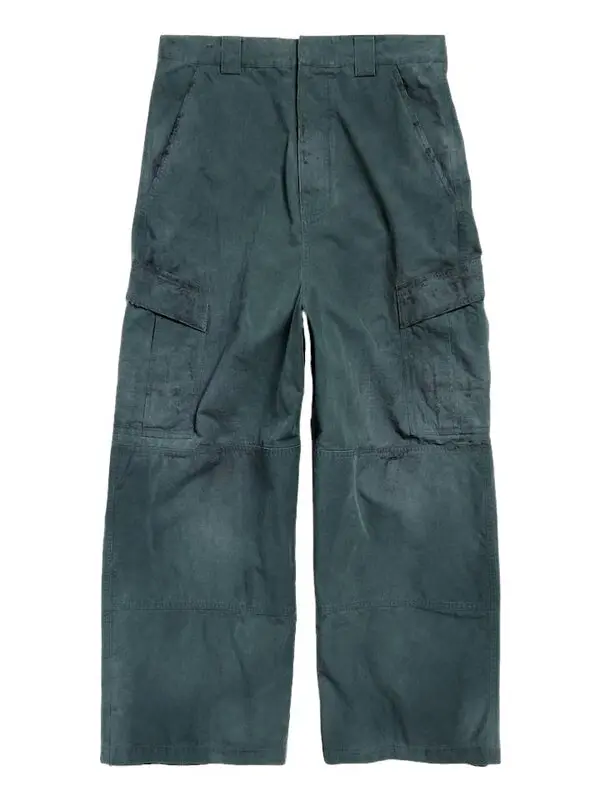 Balenciaga Large Cargo Pants With Distressed Details - Forest Green