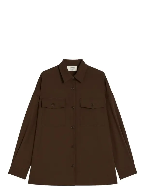 Max Mara Double-pocket Virgin-wool Shirt - Dark Brown