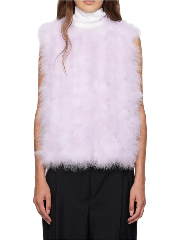YVES SALOMON Cropped Feather Vest - Purple