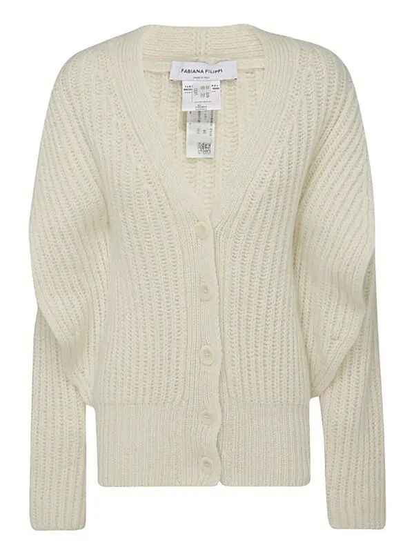 Fabiana Filippi Ribbed-knit Buttoned Cardigan - White