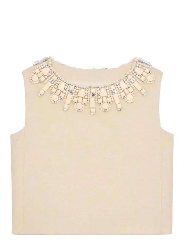 Celine Embroidered Top In Bouclette Natt - Vanilla