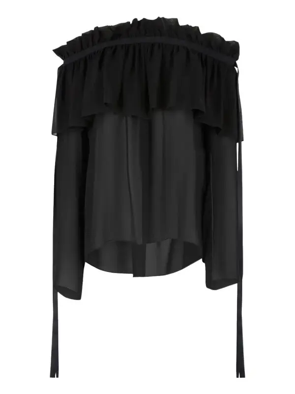 Nina Ricci Off-the-shoulder Silk Blouse With Bow Detail - Black