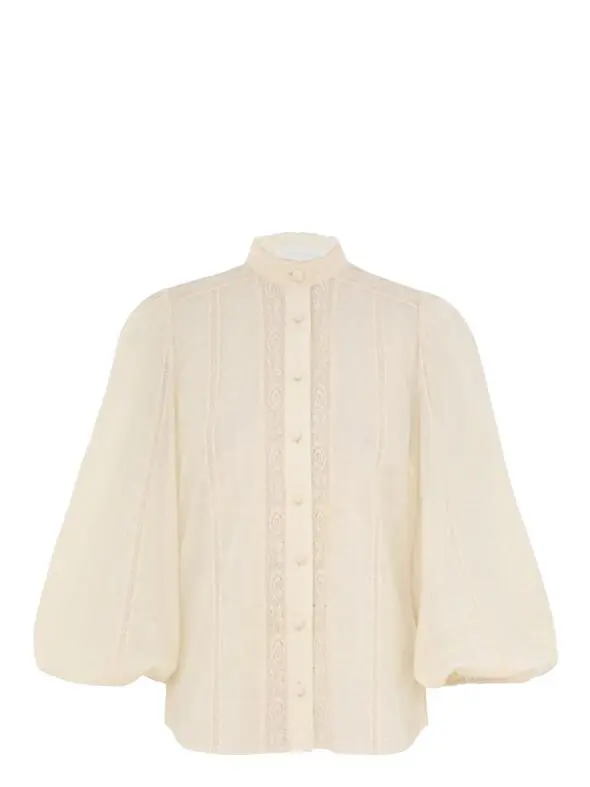 Zimmermann Halliday Lace-trim Cotton Shirt - Cream