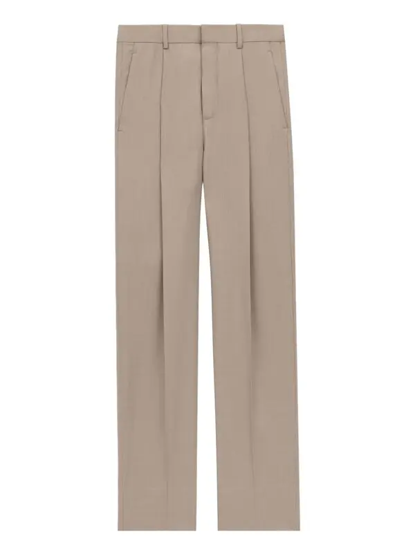 Saint Laurent High Waist Straight Leg Pants - Light Brown