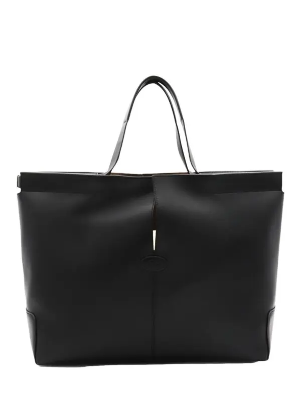 TOD'S Slit Detailed Top Handle Bag - Black