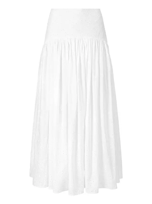 Staud Pleated Floral Skirt - White