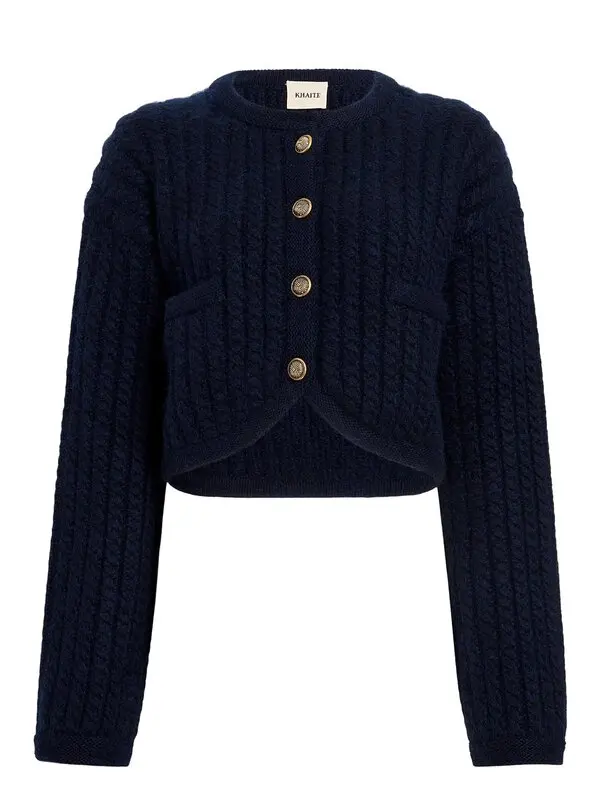 Khaite Balser Cardigan With Gold Buttons - Midnight