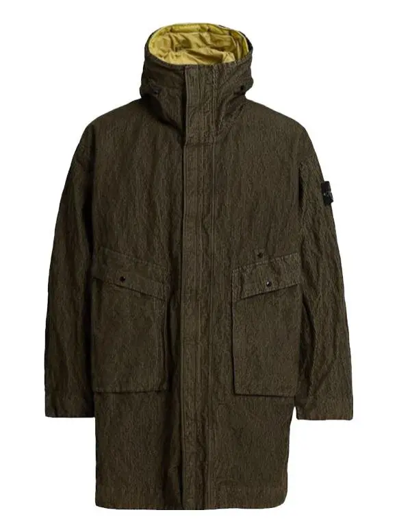 Stone Island Corduroy Parka With Detachable Interior - Military Green