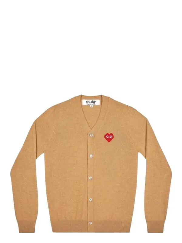 Play Comme Des Garcon Logo Wool Cardigan - Nude
