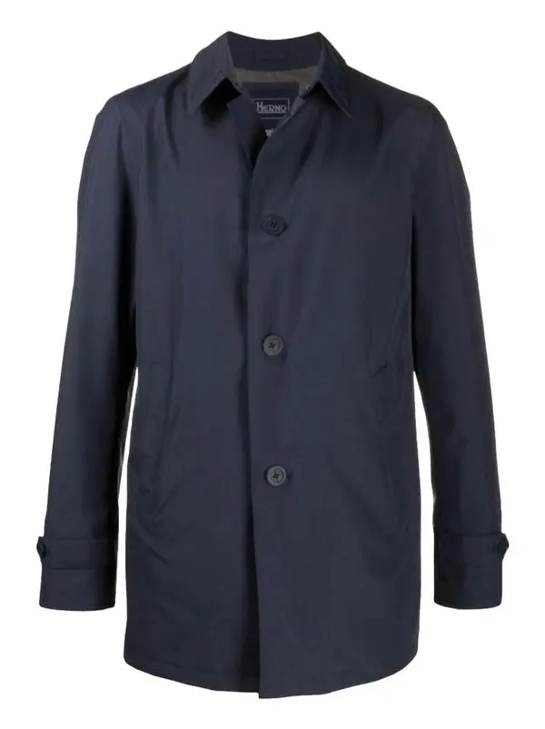 Herno Point-collar Button-through Coat - Blue