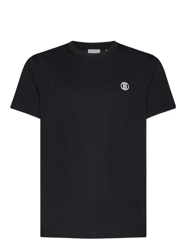 Burberry Logo Embroidered Crewneck T-shirt - Black