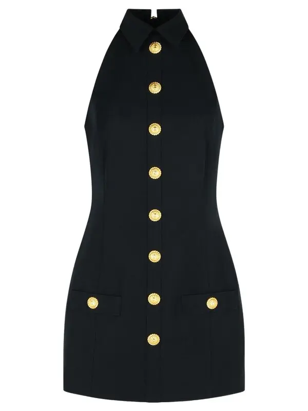 Balmain Sleeveless Mini Dress With Decorative Buttons - Black