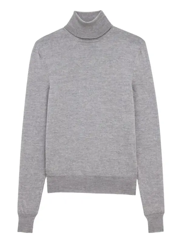 Saint Laurent Cassandre Turtleneck Long-sleeved Jumper - Grey