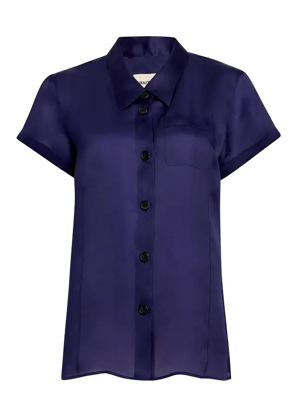 Khaite Keefe Button-up Blouse In Silk Organza - Amethyst