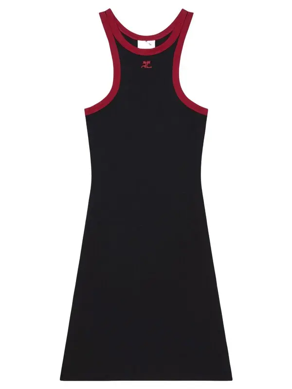 COURREGES Racerback Sleeveless Mini Dress With Ac Logo - Black/ruby Red