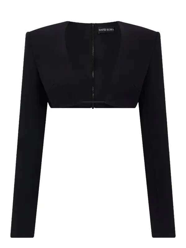 David Koma Plunging Neckline Cropped Top - Black