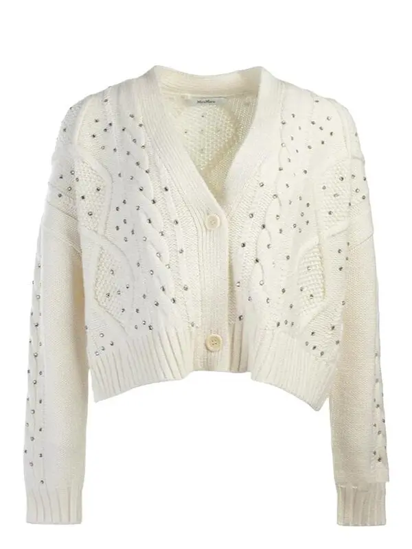 Max Mara V-neck Long-sleeved Sweater - White