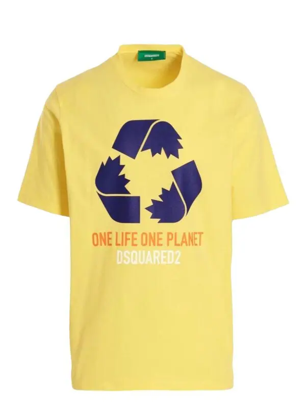 Dsquared2 Logo Printed Slouchy Fit Jersey T-shirt - Yellow