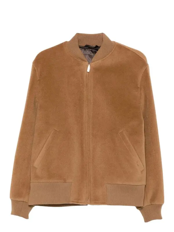 LARDINI Ribbed-collar Wool Jacket - Brown