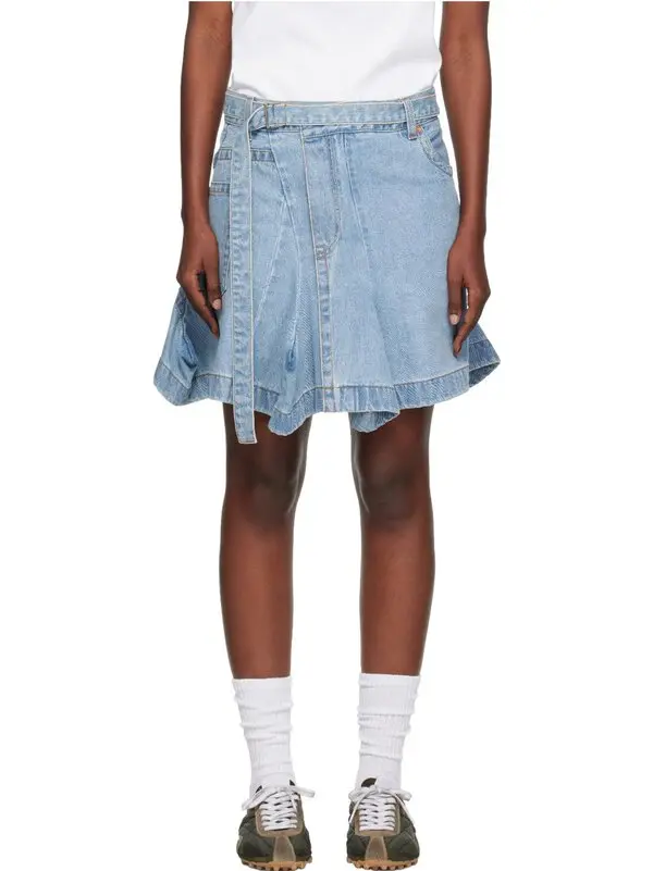 Sacai Belted Denim Skirt - Blue