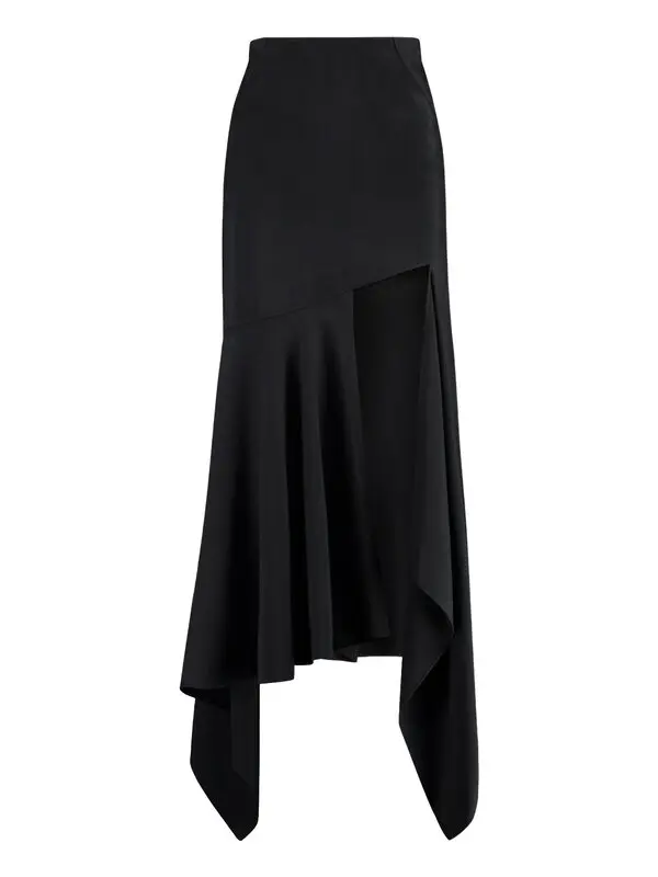 MUGLER Gabardine Asymmetric Midi Skirt - Black