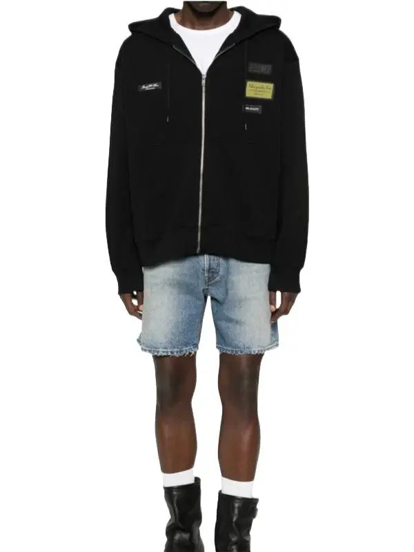 MAISON MARGIELA Logo Patch Full Zip Hoodie - Black