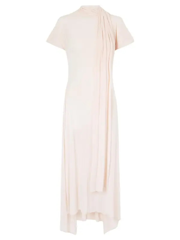Magda Butrym Asymmetrical Knit Maxi Dress With Scarf Neckline - Pink