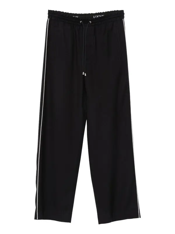 Loewe Drawstring Wool Trousers With Embroidered Rearrangement Pattern - Blue