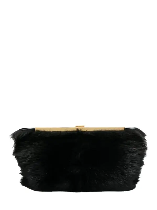 Khaite Aimee Shearling Clutch Bag - Black