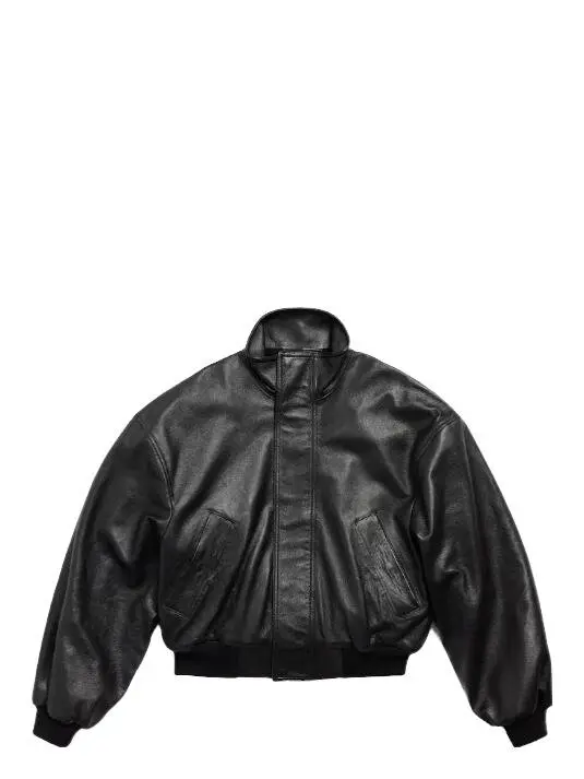 Balenciaga High-neck Leather Jacket - Black