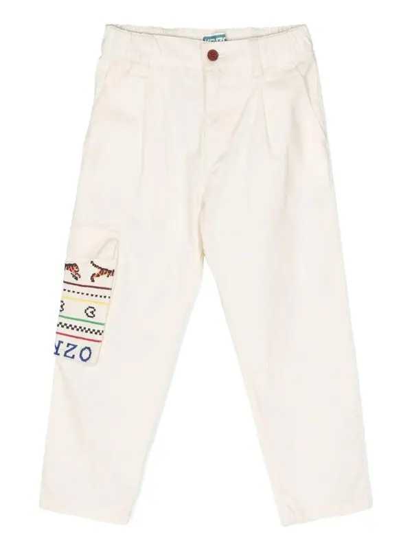 Kenzo Embroidered Casual Pants - White
