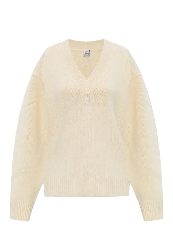 TOTEME Dropped Shoulder V-neck Jumper - Nude