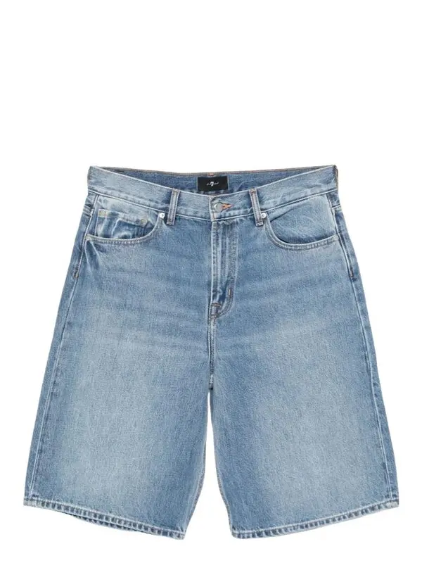 7 For All Mankind Wide Leg Denim Shorts - Blue