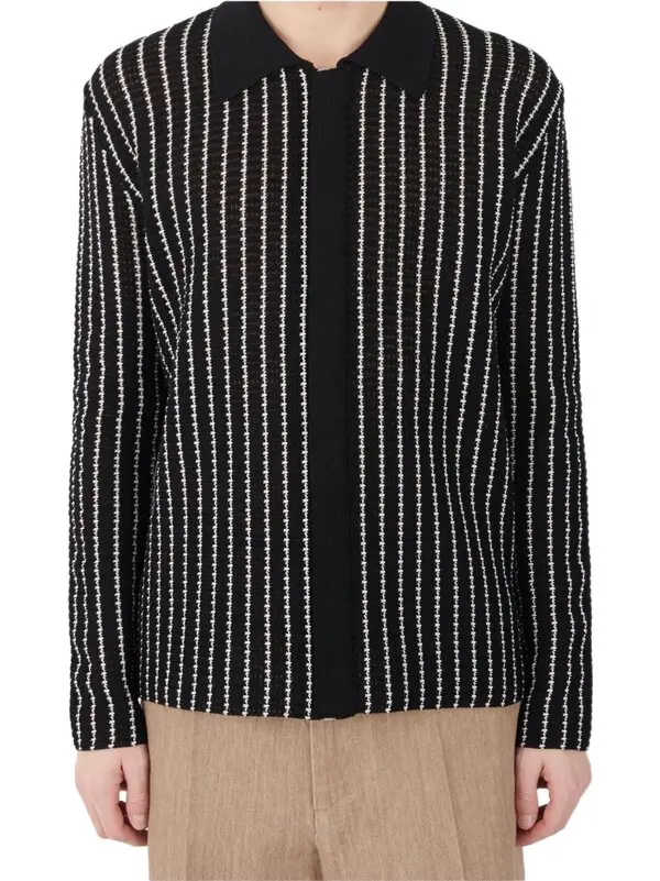 JIL SANDER Crochet Knitted Cardigan - Black