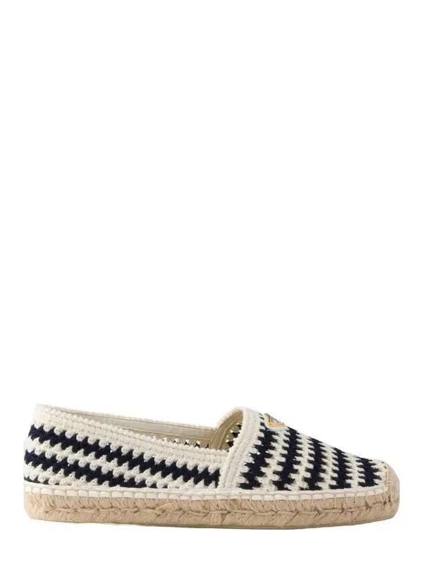 Prada Crochet Espadrilles With Enamel Logo - Navy Blue