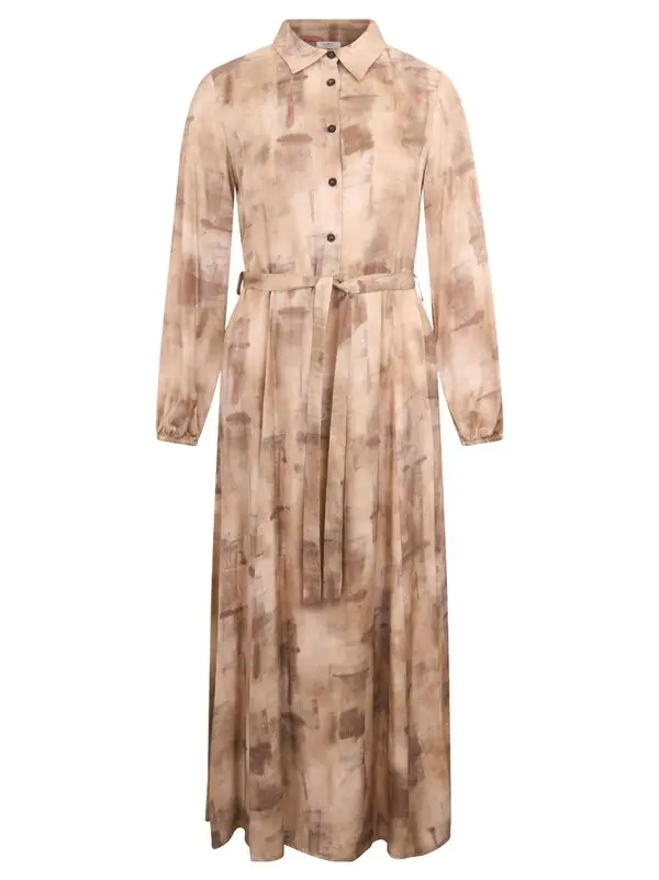 Peserico Belted Flared Midi Dress - Beige