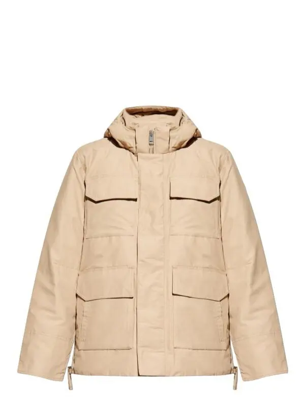 Canada Goose Hooded Padded Jacket With Multiple Flap Pockets - Beige