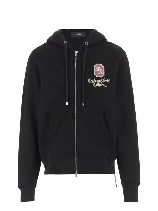 Amiri Logo-printed Full Zip Hoodie - Black