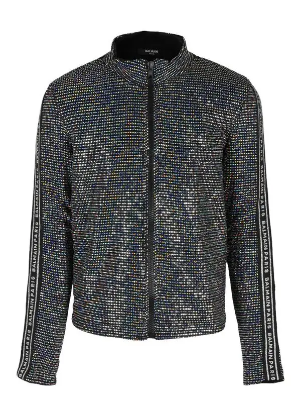 Balmain Embellished Zip-up Coat - Black