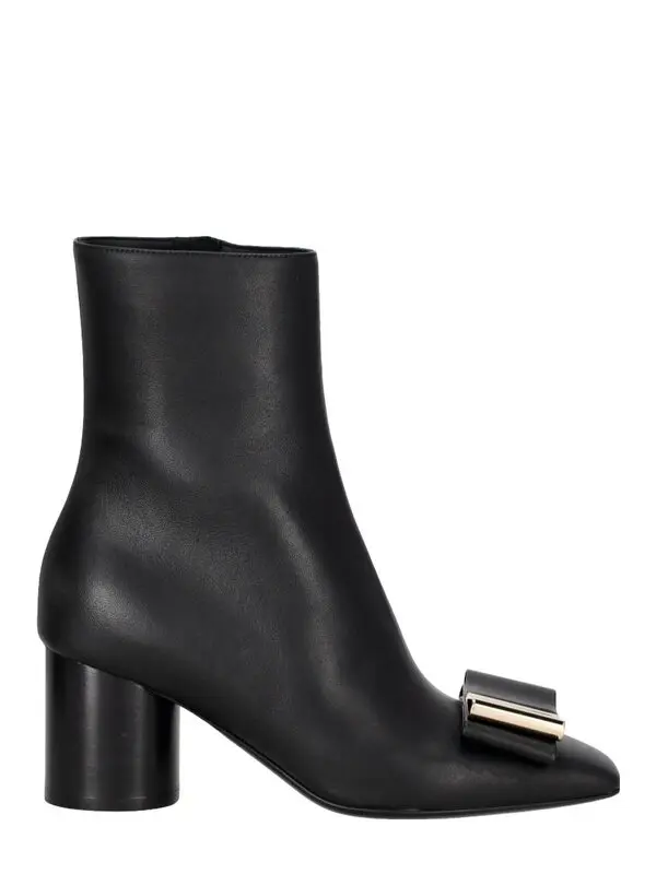 FERRAGAMO Ankle Boots With Block Heel And Square Toe - Black