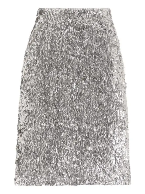 Dolce & Gabbana Sequined Midi Skirt - Silver