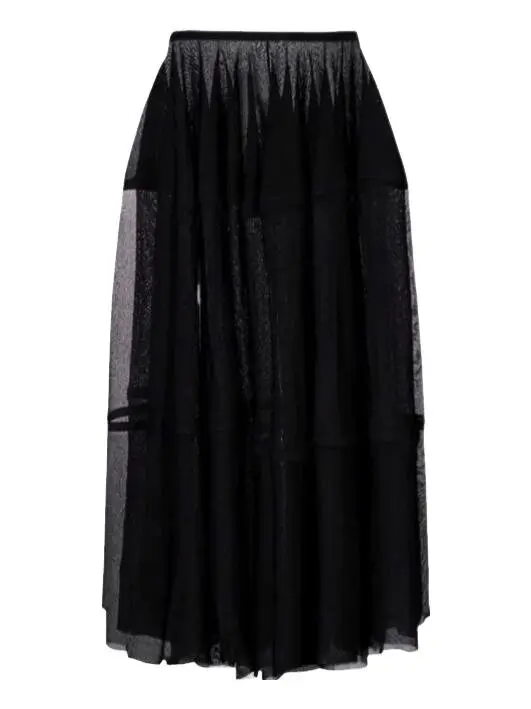 Alaïa Sheer Tiered Skirt - Black
