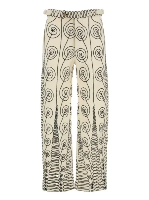 BODE Spiral Pattern Embroidered Trousers - Nude