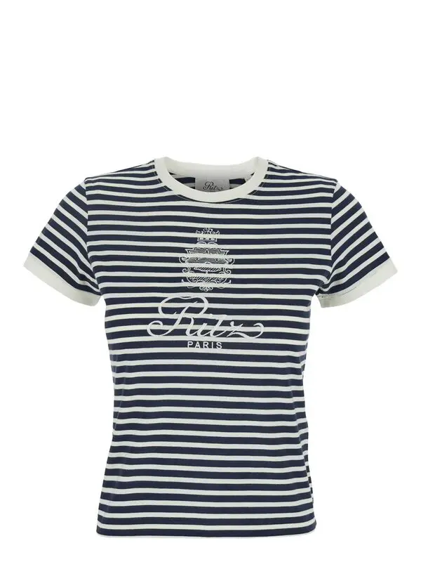 FRAME Ritz Paris Striped Crewneck T-shirt - Blue