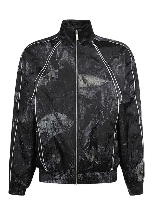 Off-White Crinkled Zip-up Windbreaker Jacket - Black