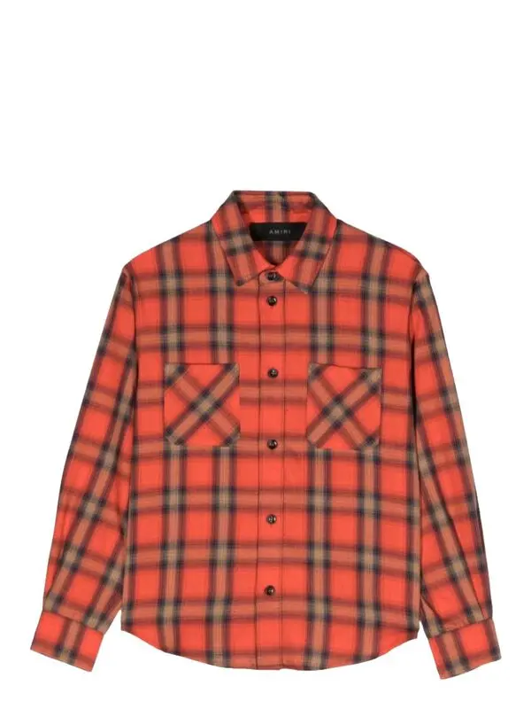 Amiri Logo-embroidered Check-pattern Shirt - Brown